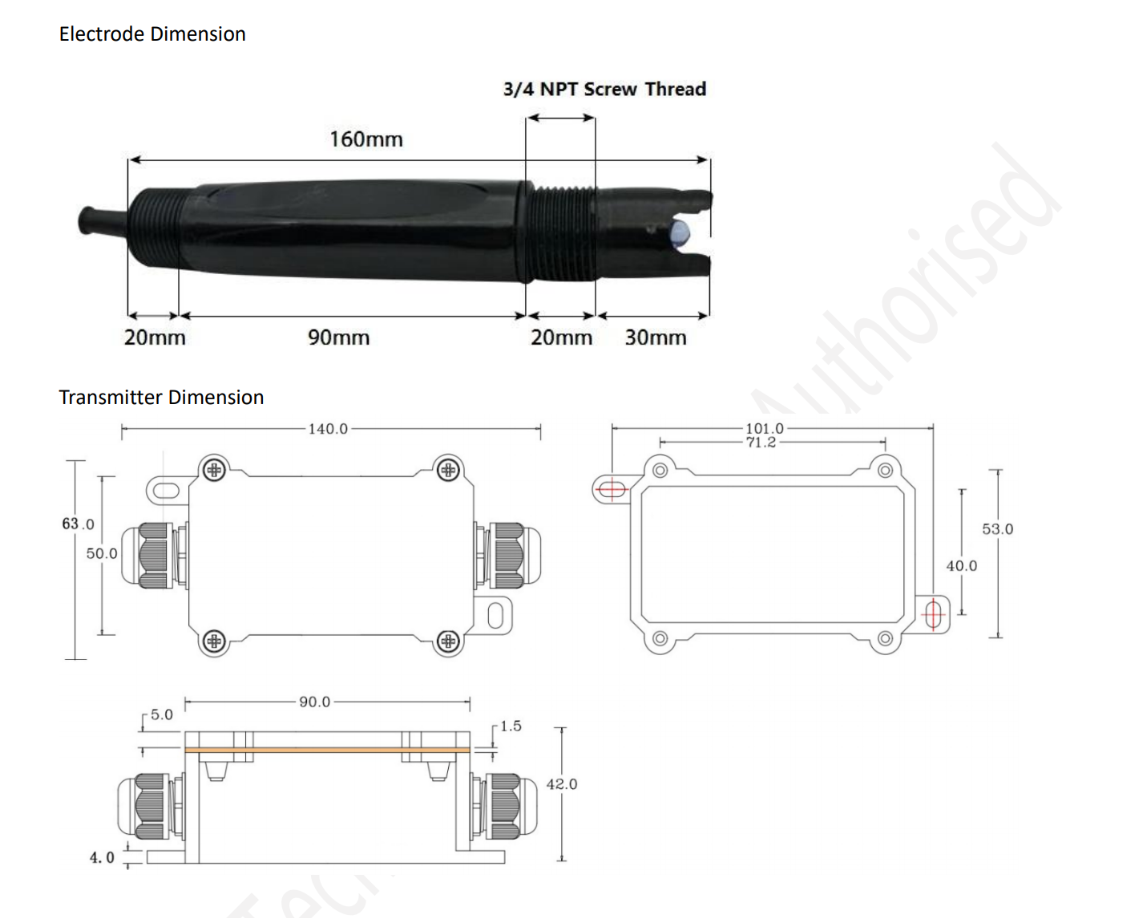 Cảm biến pH công nghiệp V2.0, IP68, MODBUS-RTU RS485 và 0~2V Analog Voltage